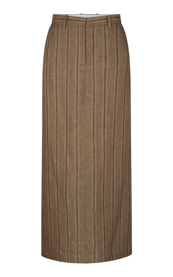 HEIRLOME Mali Striped Linen Maxi Skirt
