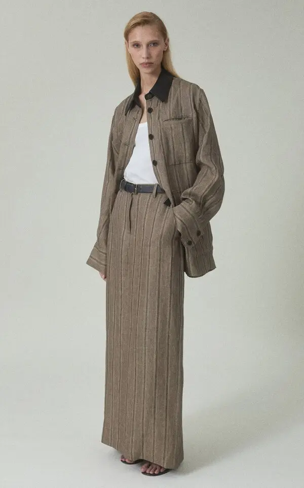 HEIRLOME Mali Striped Linen Maxi Skirt