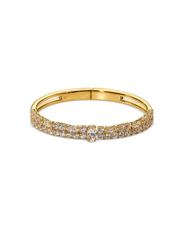 Nadri Twinnie Double Row Hinged Bangle Bracelet - Gold