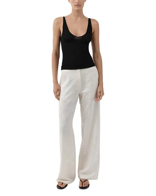 ST. AGNI Wool & Silk Jacquard Pants