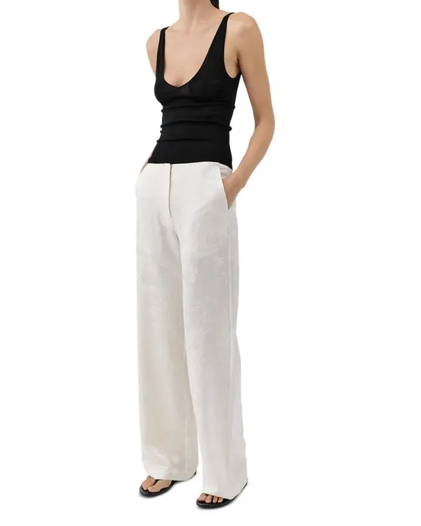 ST. AGNI Wool & Silk Jacquard Pants
