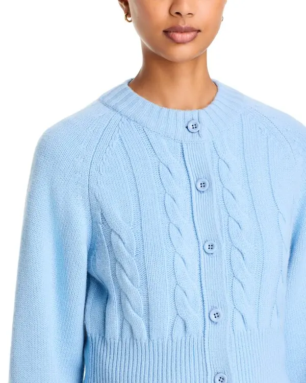 TOCCIN Rita Wool & Cashmere Cable Knit Cropped Cardigan - Sky