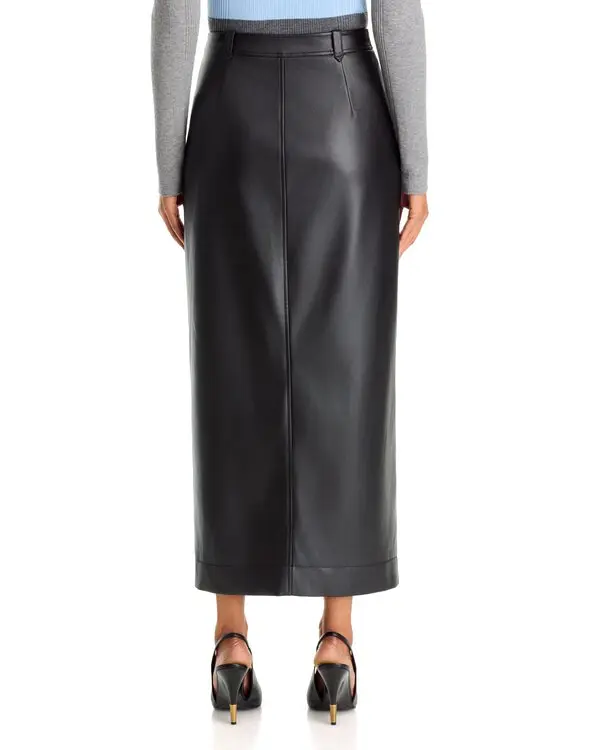 TOCCIN Meg Faux Leather Midi Skirt