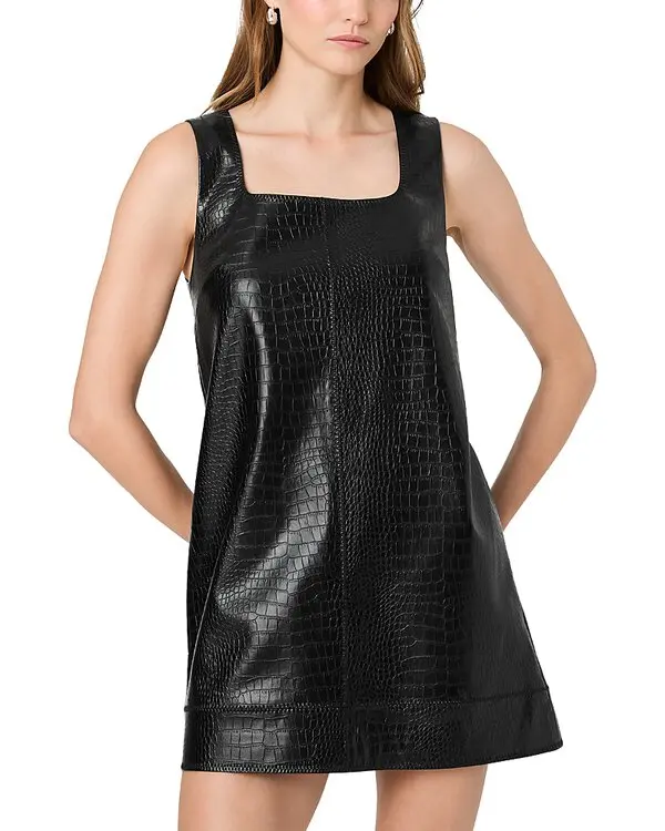 French Connection Faux Croc Square Neck Mini Dress