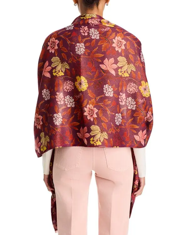 V. Fraas Metallic Floral Silk Square Scarf - Barolo
