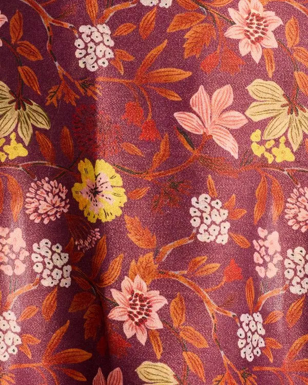 V. Fraas Metallic Floral Silk Square Scarf - Barolo