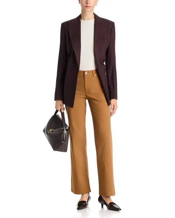 Theory High Rise Brushed Slim Straight Jeans - True Camel