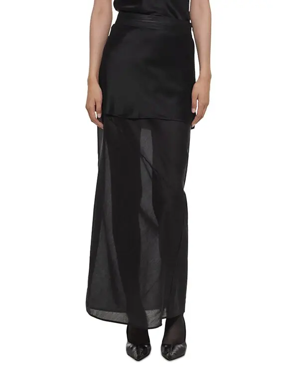 Helmut Lang Semi Sheer Panel Maxi Skirt