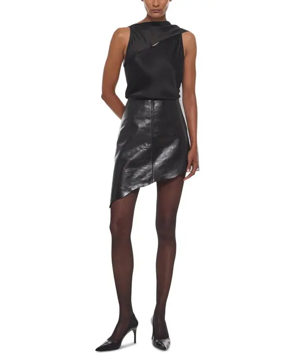 Helmut Lang Silk Asymmetric Scarf Top - Black
