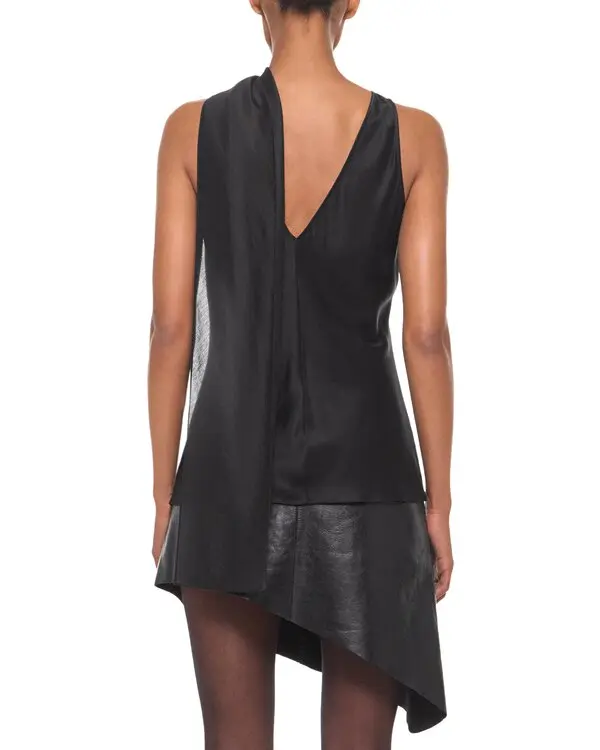 Helmut Lang Silk Asymmetric Scarf Top - Black