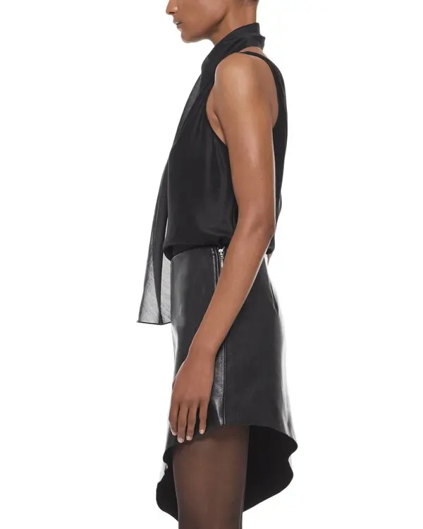 Helmut Lang Silk Asymmetric Scarf Top - Black