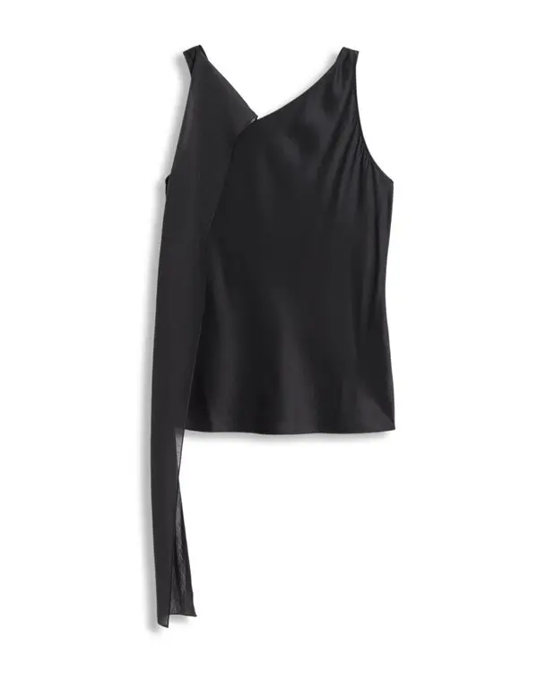 Helmut Lang Silk Asymmetric Scarf Top - Black