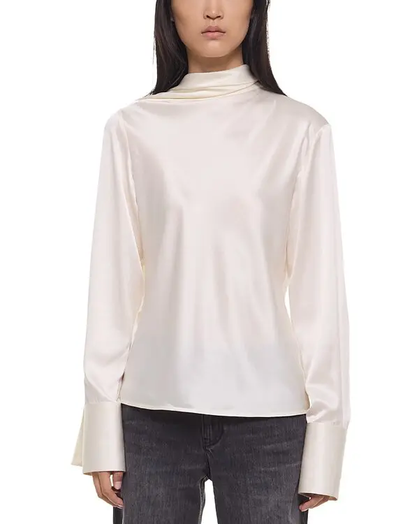 Helmut Lang Silk Asymmetric Scarf Top - Ivory