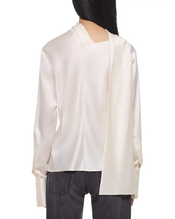 Helmut Lang Silk Asymmetric Scarf Top