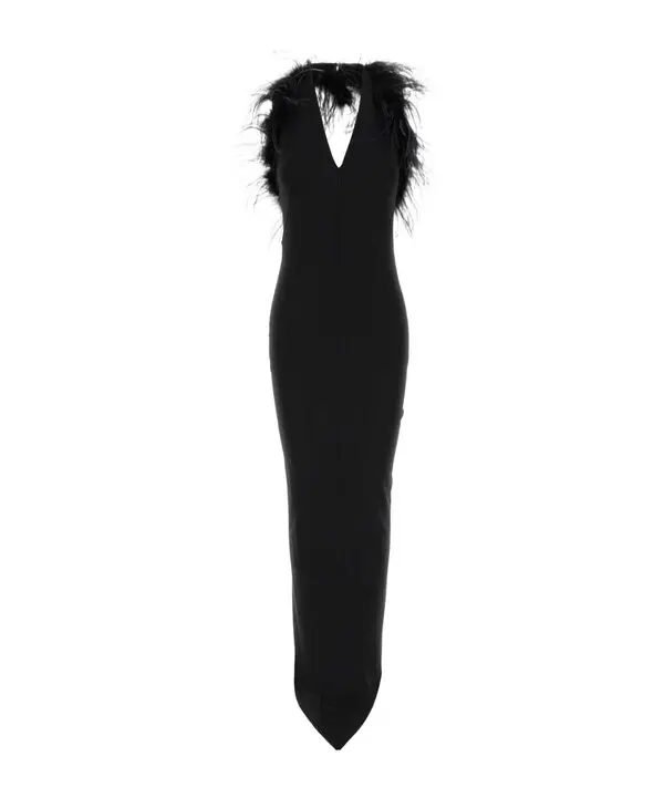 Blumarine Feather-trim Long Dress