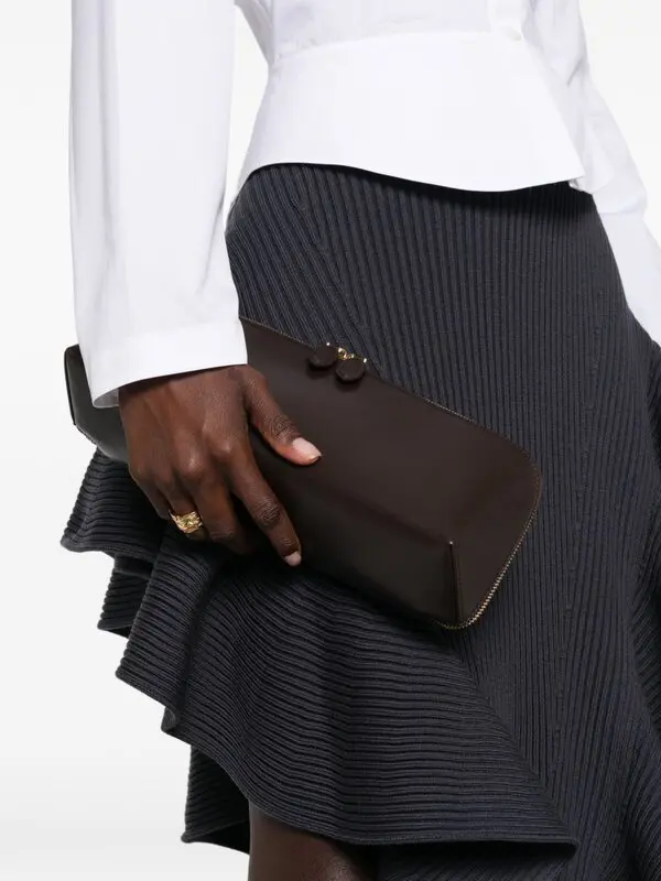 Alaïa Zip-top Clutch - Brown
