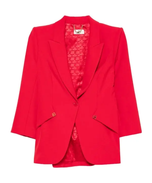 Elisabetta Franchi Logo-plaque Blazer And Straight-leg Trousers Suit - Red