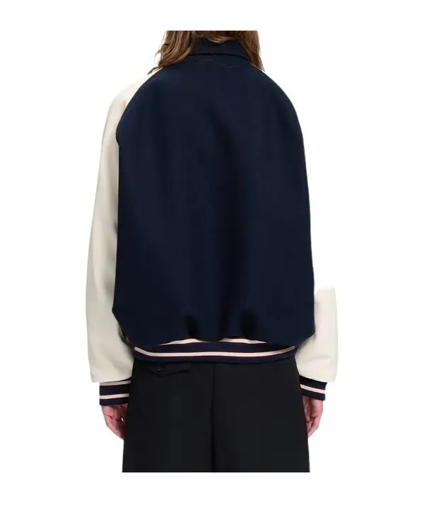 ANN DEMEULEMEESTER Embroidered-logo Panelled Bomber Jacket