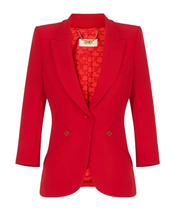 Elisabetta Franchi Jacket Made Of Lightweight Crêpe Fabric And Satin - Red