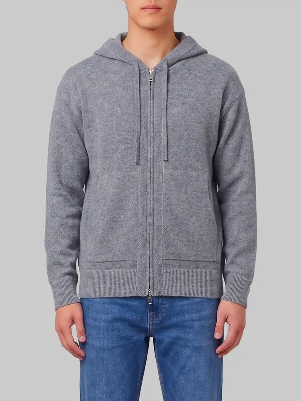 ROBERTO COLLINA Zip-up Hooded Knit Cardigan