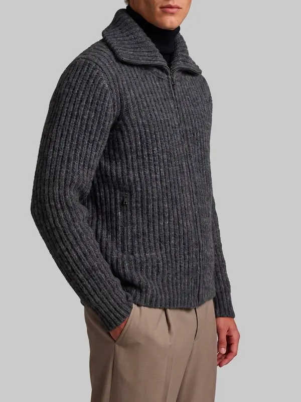 ROBERTO COLLINA Ribbed-knit Zip-up Jacket