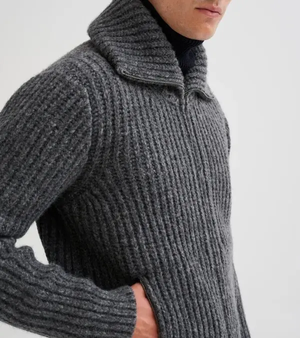 ROBERTO COLLINA Ribbed-knit Zip-up Jacket