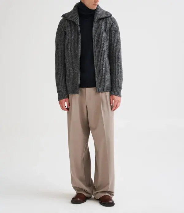 ROBERTO COLLINA Ribbed-knit Zip-up Jacket