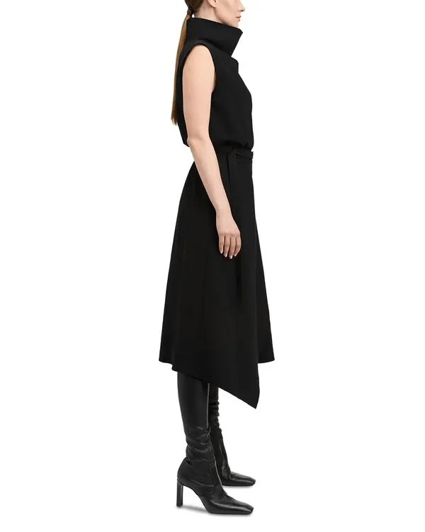 Derek Lam 10 Crosby Debbie Cotton Stretch Funnel Neck Belted Dress - Black