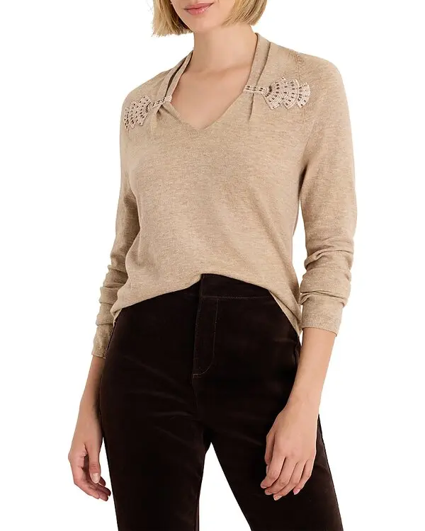 NIC+ZOE Shimmer Cinch Sweater - Alpaca