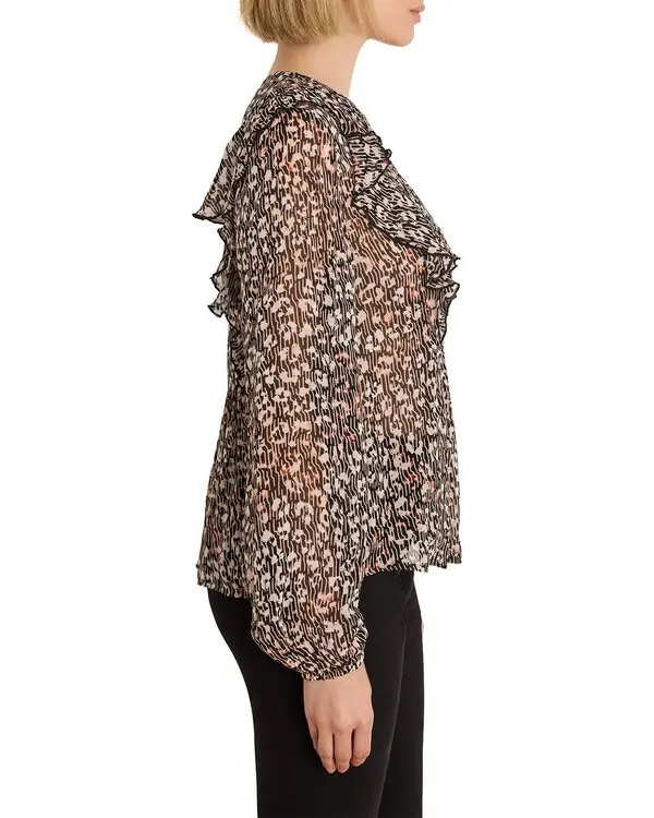 NIC+ZOE Leo Georgette Smocked Ruffled Top