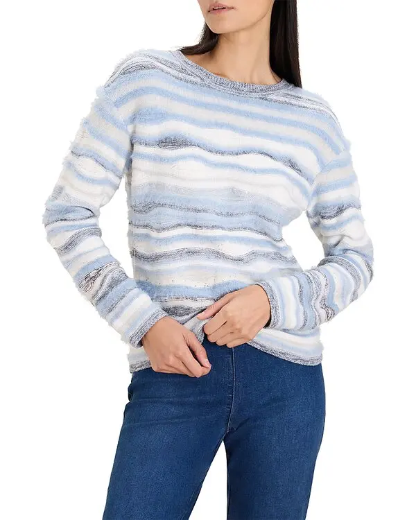 NIC+ZOE Odyssey Mix Drop Shoulder Sweater - Blue Multi