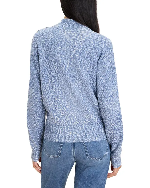 NIC+ZOE Cheetah Print Mock Neck Sweater - Blue Multi