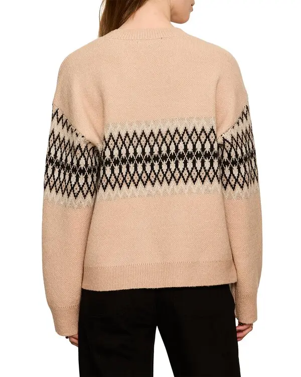 Sanctuary Argyle Crewneck Pullover Sweater - Hazelnut Argyle
