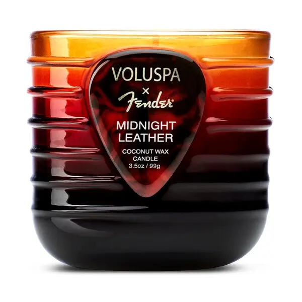 Voluspa X Fender Midnight Leather Boxed Candle 3.5 Oz