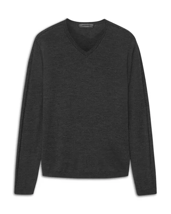 John Varvatos Vichy Merino Wool V Neck Sweater