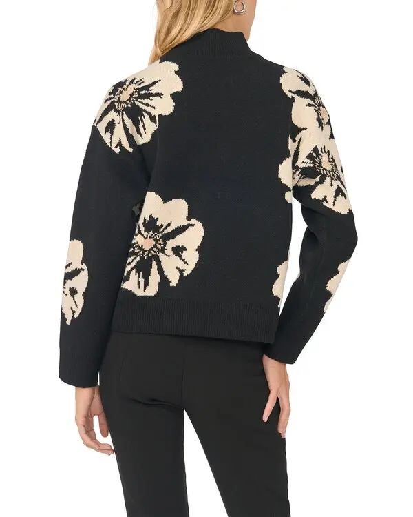 Vince Camuto Floral Jacquard Mock Neck Sweater