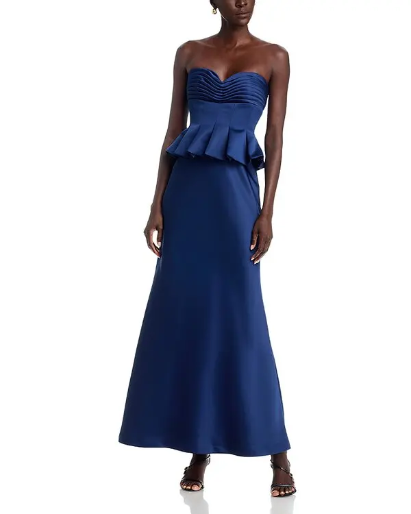 Theia Sydney Strapless Peplum Gown