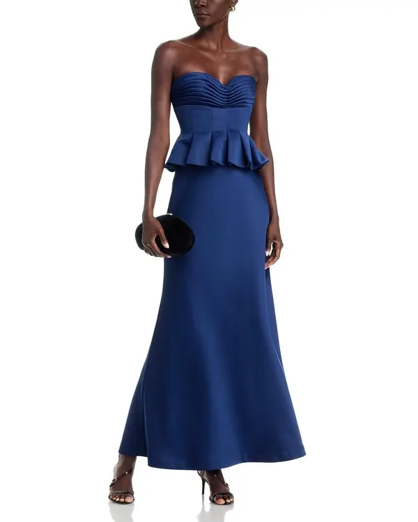 Theia Sydney Strapless Peplum Gown