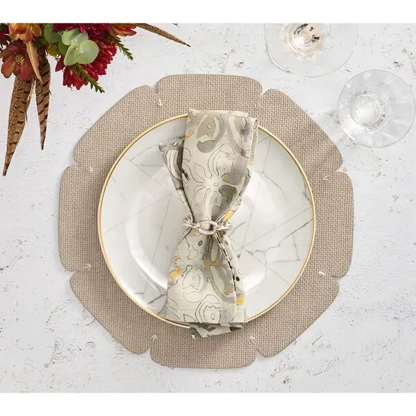 KIM SEYBERT Divot Scalloped Round Placemat - Gray