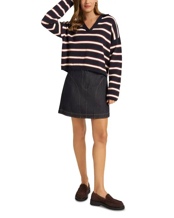 MATTY M Brey Striped Cotton & Cashmere Henley Sweater
