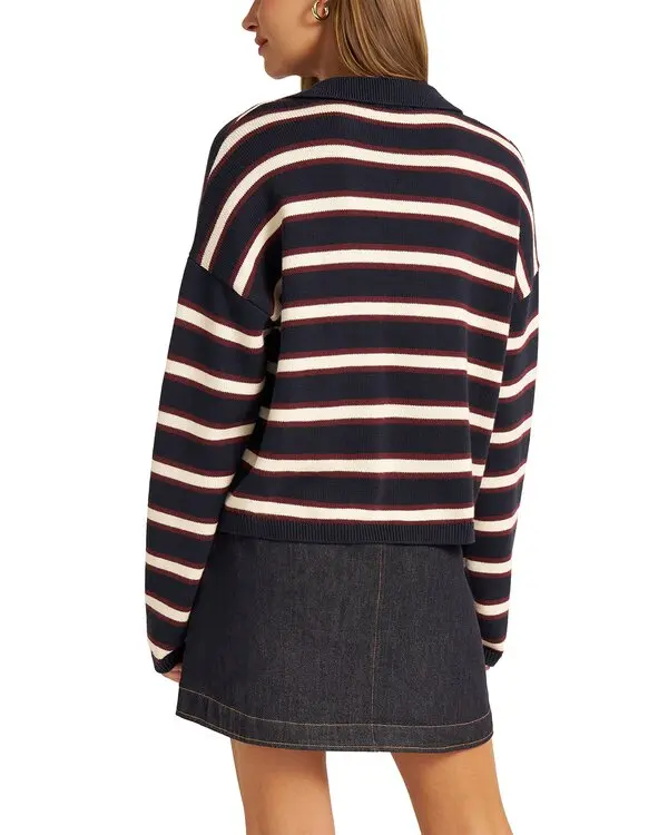MATTY M Brey Striped Cotton & Cashmere Henley Sweater