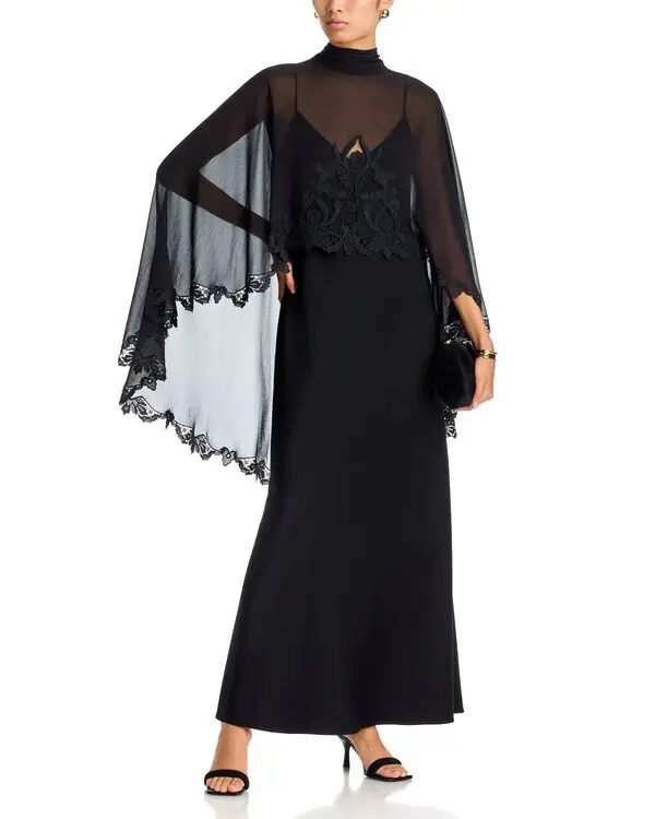 Kobi Halperin Carmen Embroidered Capelet Maxi Dress