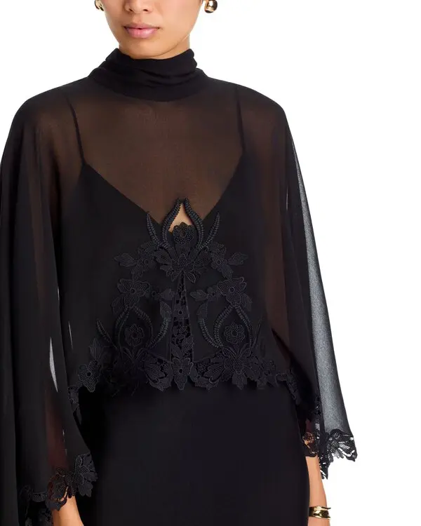 Kobi Halperin Carmen Embroidered Capelet Maxi Dress