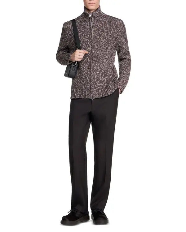 Sandro Textured Zip Cardigan Sweater