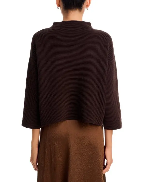 Eileen Fisher Funnel Neck Ribbed Sweater - Coffee