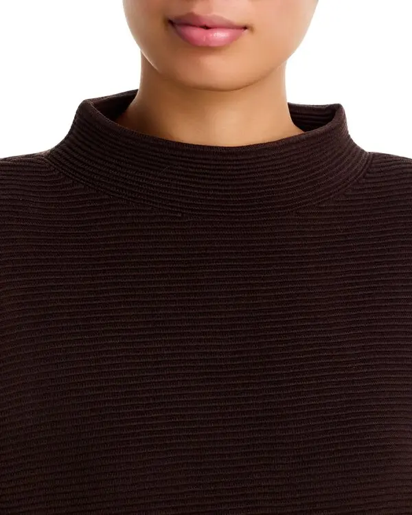 Eileen Fisher Funnel Neck Ribbed Sweater - Coffee