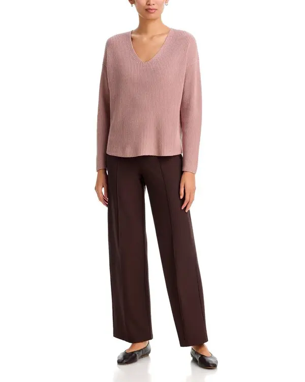 Eileen Fisher V Neck Ribbed Sweater
