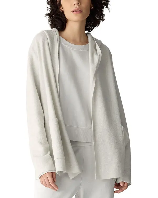 Eileen Fisher Felted Wool Hooded Cardigan Sweater