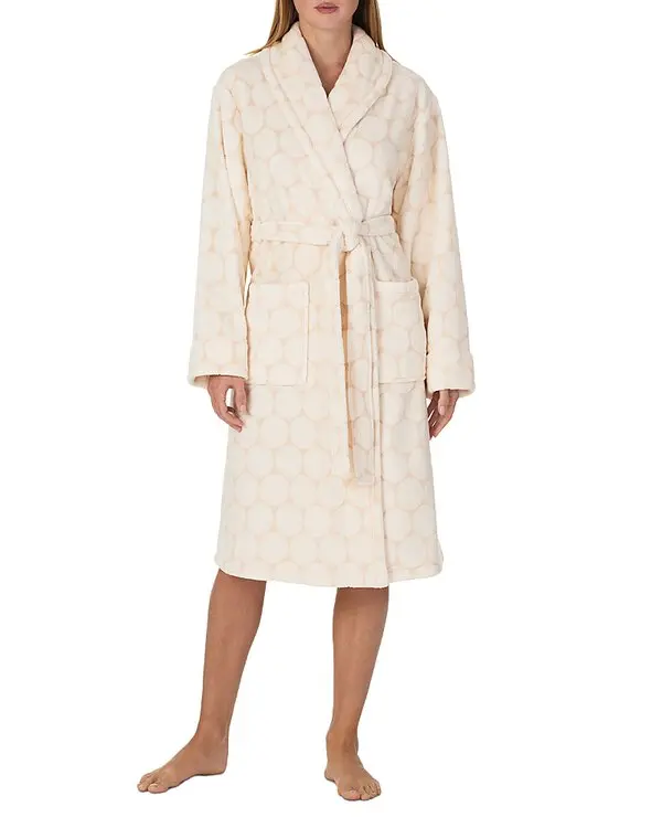 Kate Spade New York Two Tone Burn Out Plush Wrap Robe - Ecru Joy Dot