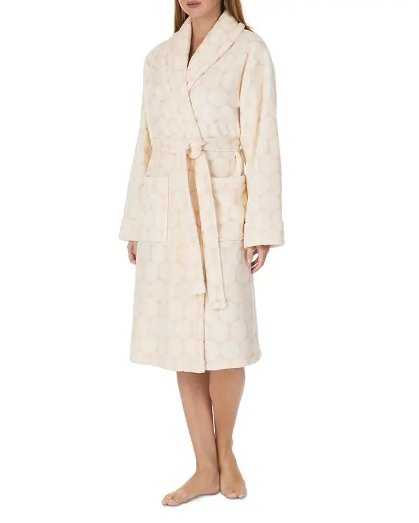 Kate Spade New York Two Tone Burn Out Plush Wrap Robe - Ecru Joy Dot